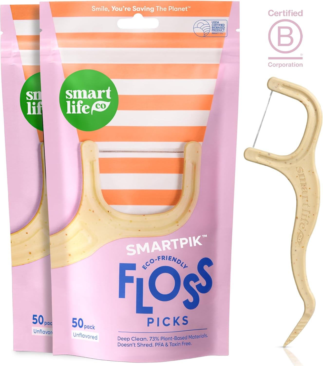 Eco-Friendly Dental Floss Picks (100ct) - Flossers Made With Straw ...