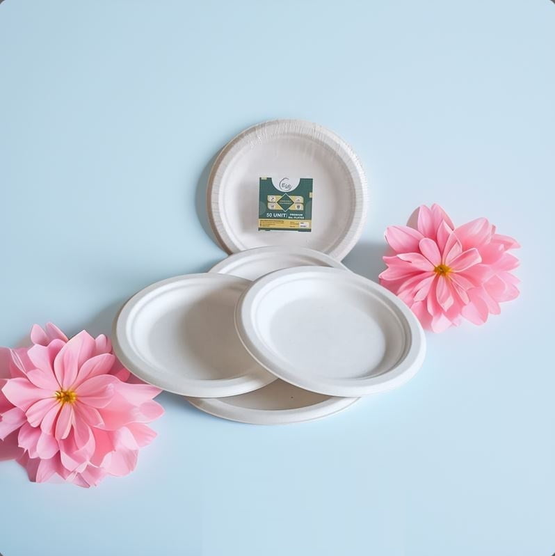 Eco-Friendly Disposable Plates 7 Inch Sturdy, Biodegradable Party ...