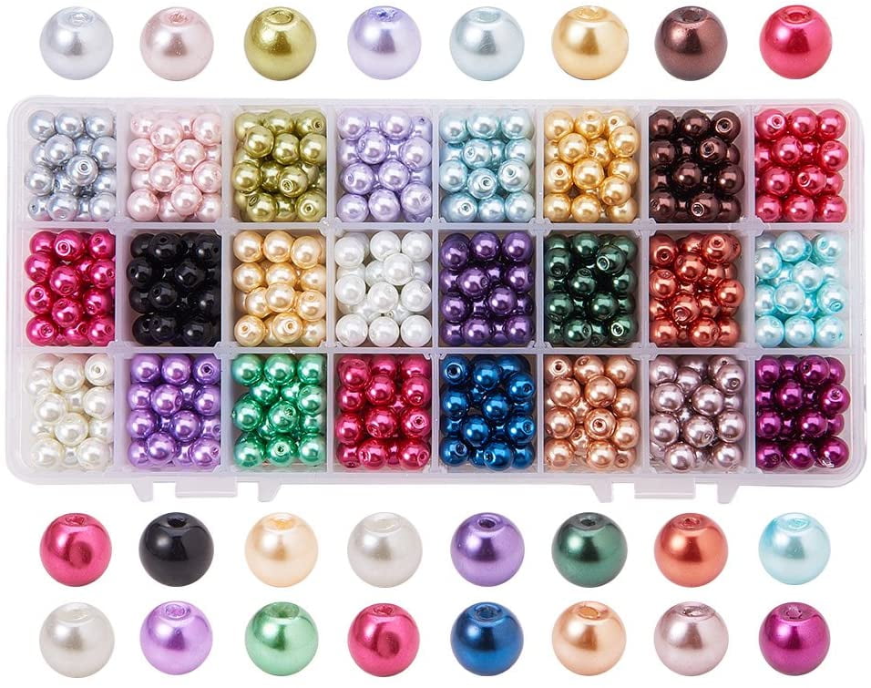 Eco-Friendly Dyed Glass Pearl Round Beads Mixed Color 8mm Hole: 1mm ...