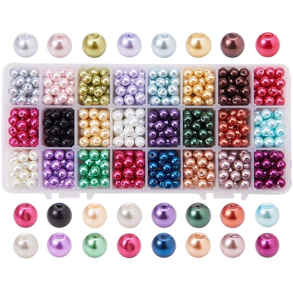 Eco-Friendly Dyed Glass Pearl Round Beads Mixed Color 8mm Hole: 1mm ...
