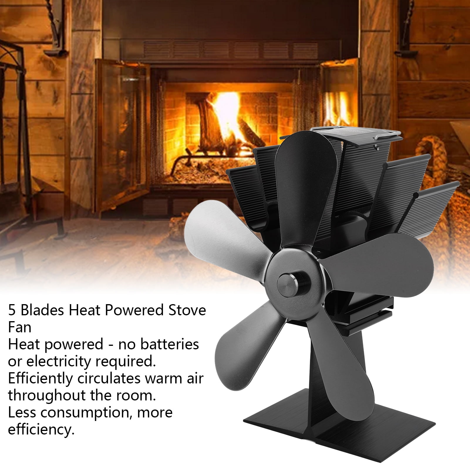 Eco,Friendly Fireplace Fan, Maximizes Heat Output, Reduces Wood Use, 5 ...