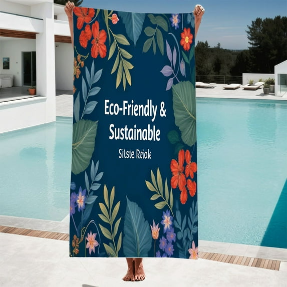 Eco - Friendly Floral Pattern Bath Towel - Vibrant Beach Pool & Travel ...