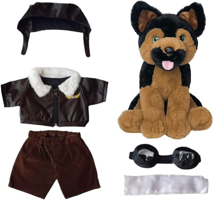 Eco-Friendly German Shepherd Plush with Pilot Aviator Outfit and ...