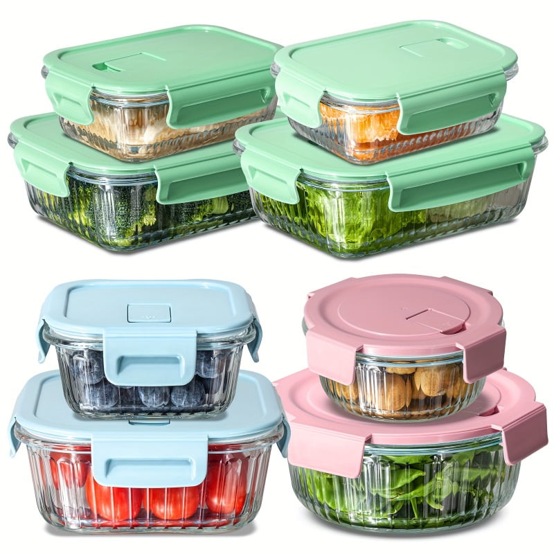 Eco-Friendly Glass Food Storage Set – 8pc Airtight Containers for Meal ...