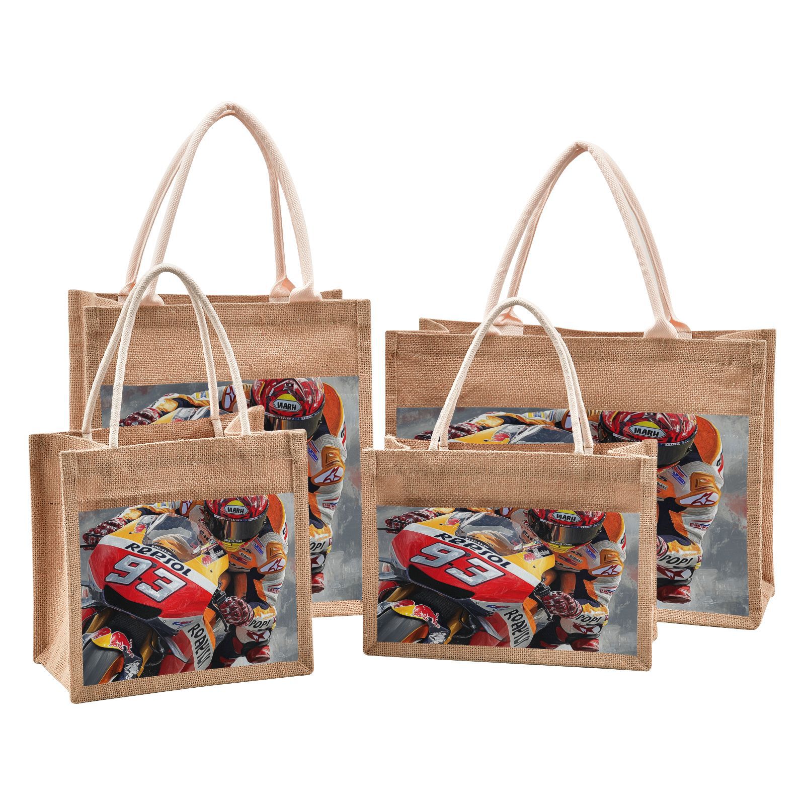 Eco-Friendly Jute Tote Bag with Zipper Pockets & Waterproof Liner ...