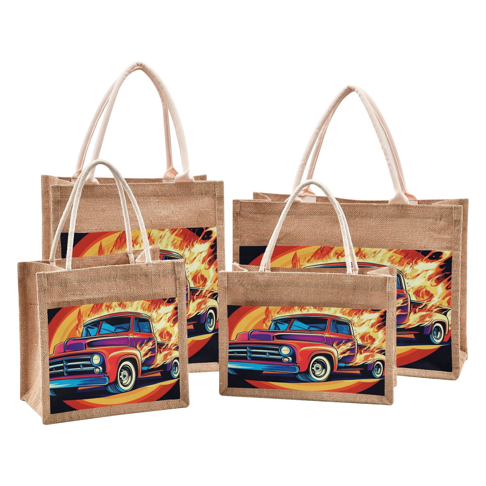 Eco-Friendly Jute Tote Bag with Zipper Pockets & Waterproof Liner ...
