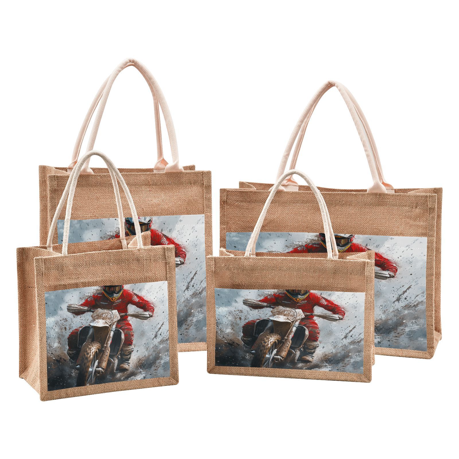 Eco-Friendly Jute Tote Bag with Zipper Pockets & Waterproof Liner ...