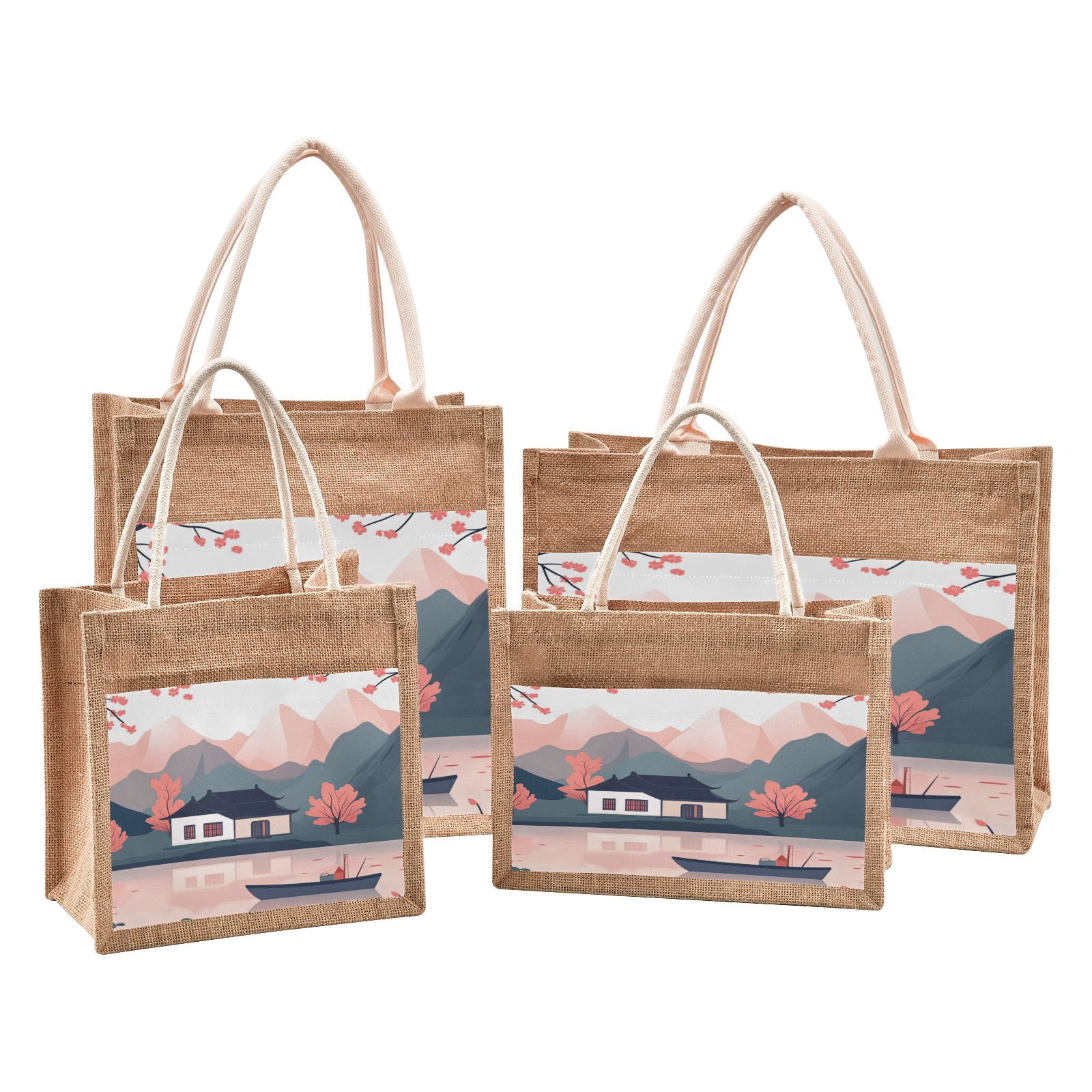 Eco-Friendly Jute Tote Bag with Zipper Pockets & Waterproof Liner ...