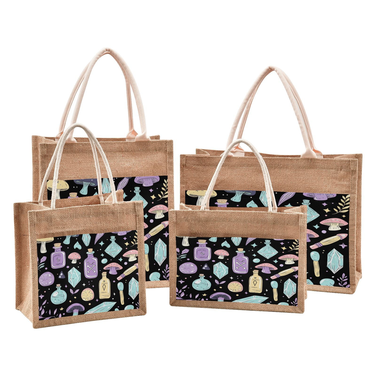 Eco-Friendly Jute Tote Bag with Zipper Pockets & Waterproof Liner ...