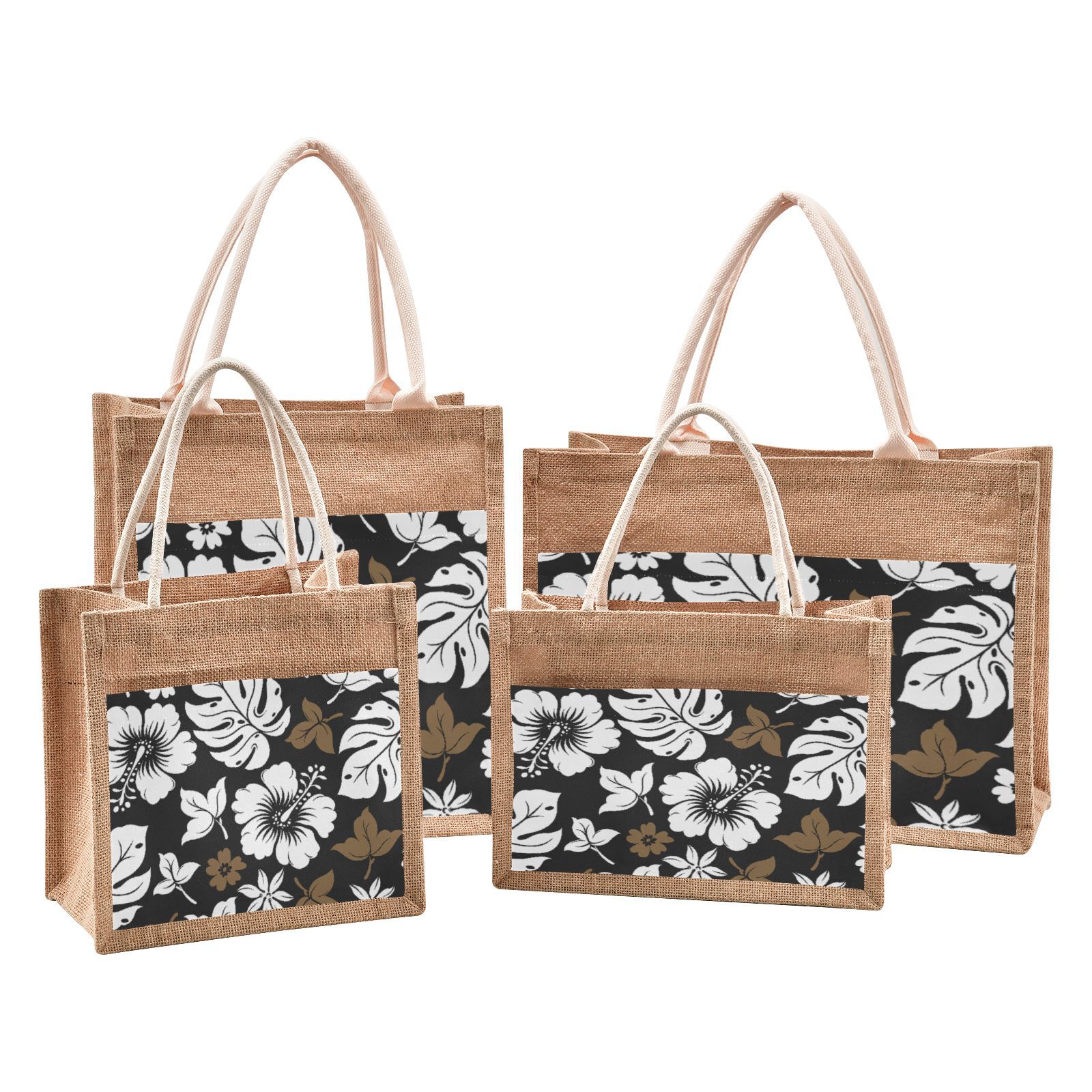 Eco-Friendly Jute Tote Bag with Zipper Pockets & Waterproof Liner ...