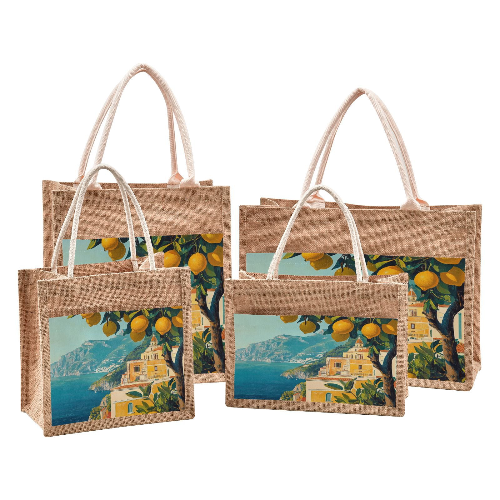 Eco-Friendly Jute Tote Bag with Zipper Pockets & Waterproof Liner ...