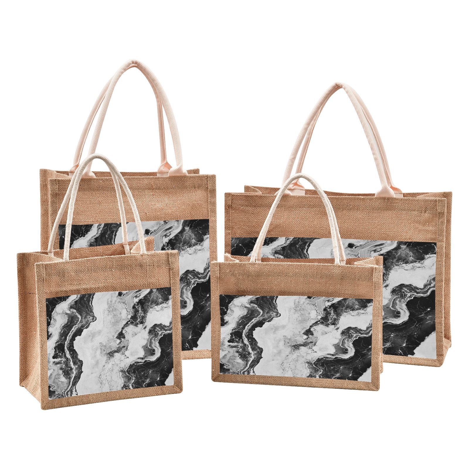 Eco-Friendly Jute Tote Bag with Zipper Pockets & Waterproof Liner ...
