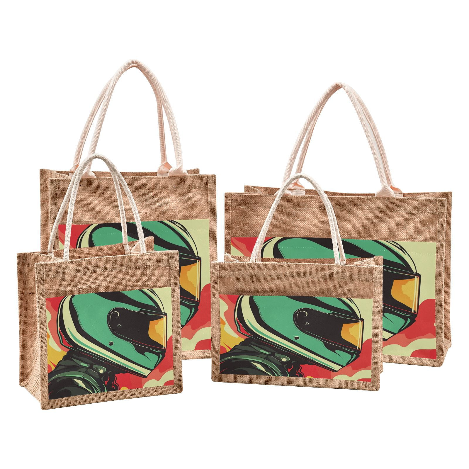 Eco-Friendly Jute Tote Bag with Zipper Pockets & Waterproof Liner ...