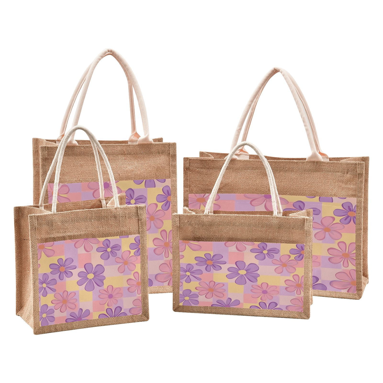 Eco-Friendly Jute Tote Bag with Zipper Pockets & Waterproof Liner ...