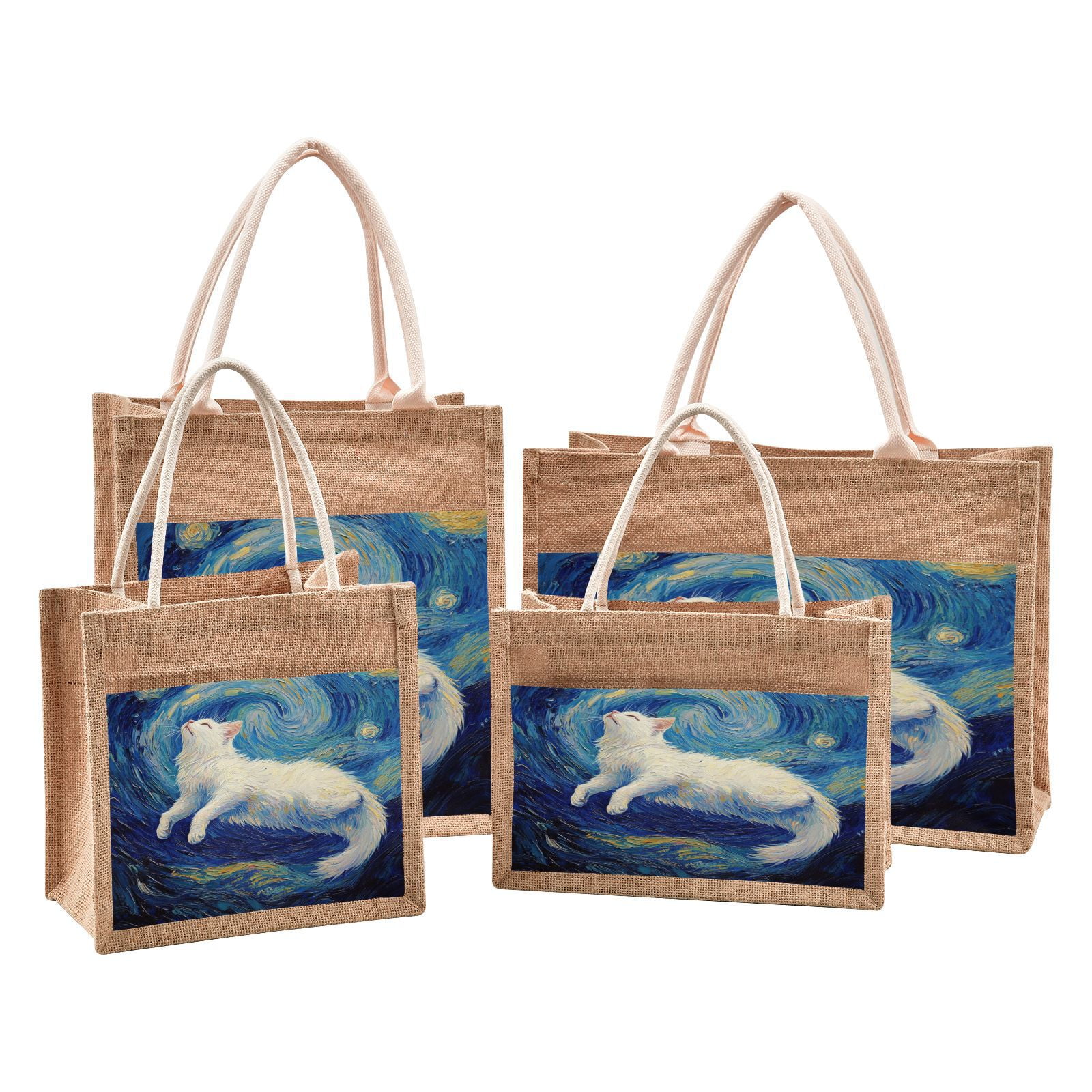 Eco-Friendly Jute Tote Bag with Zipper Pockets & Waterproof Liner ...