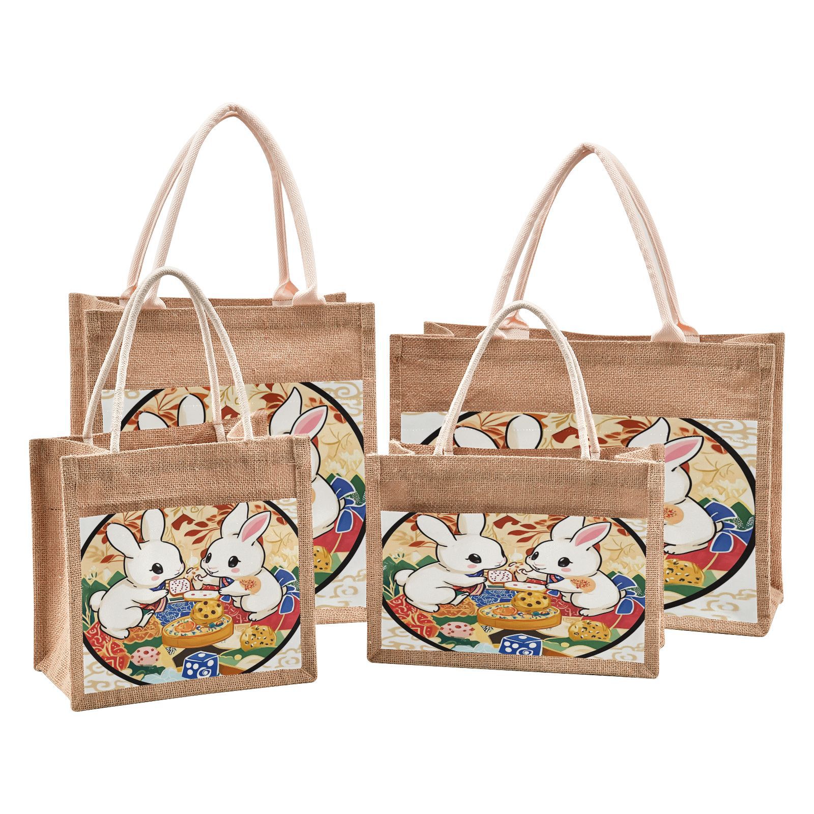 Eco-Friendly Jute Tote Bag with Zipper Pockets & Waterproof Liner ...