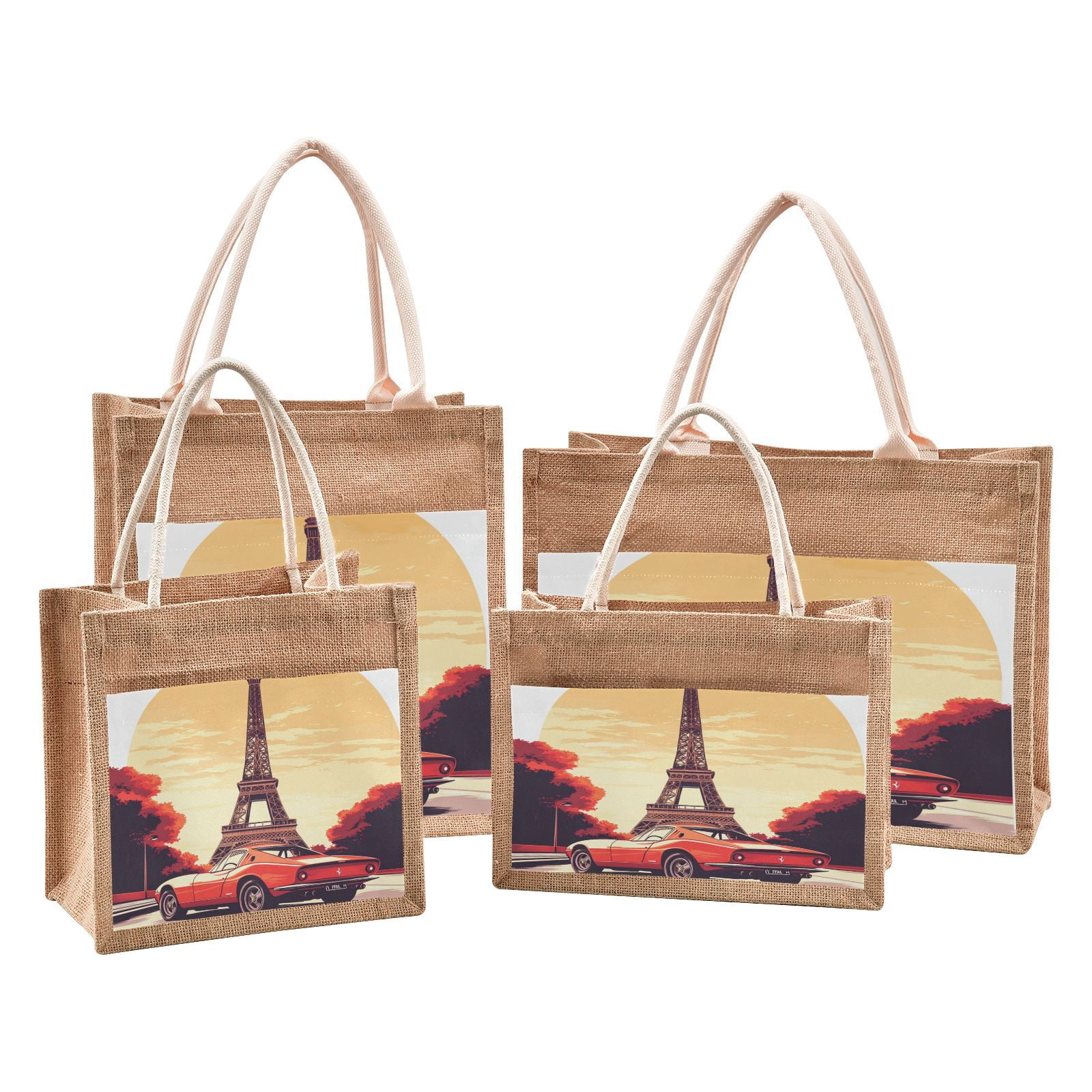 Eco-Friendly Jute Tote Bag with Zipper Pockets & Waterproof Liner ...