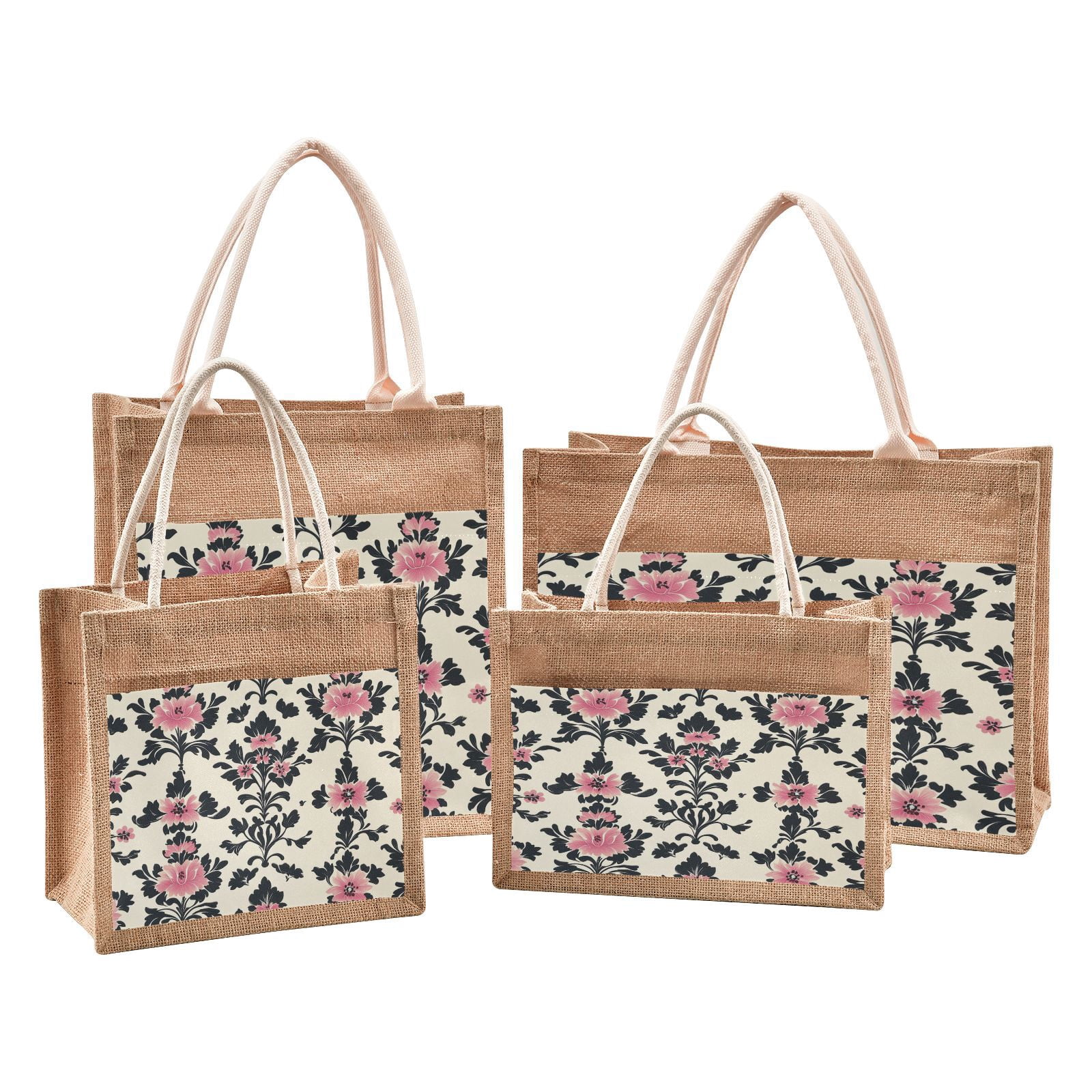 Eco-Friendly Jute Tote Bag with Zipper Pockets & Waterproof Liner ...