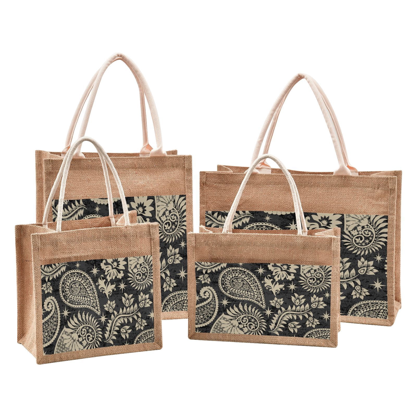 Eco-Friendly Jute Tote Bag with Zipper Pockets & Waterproof Liner ...