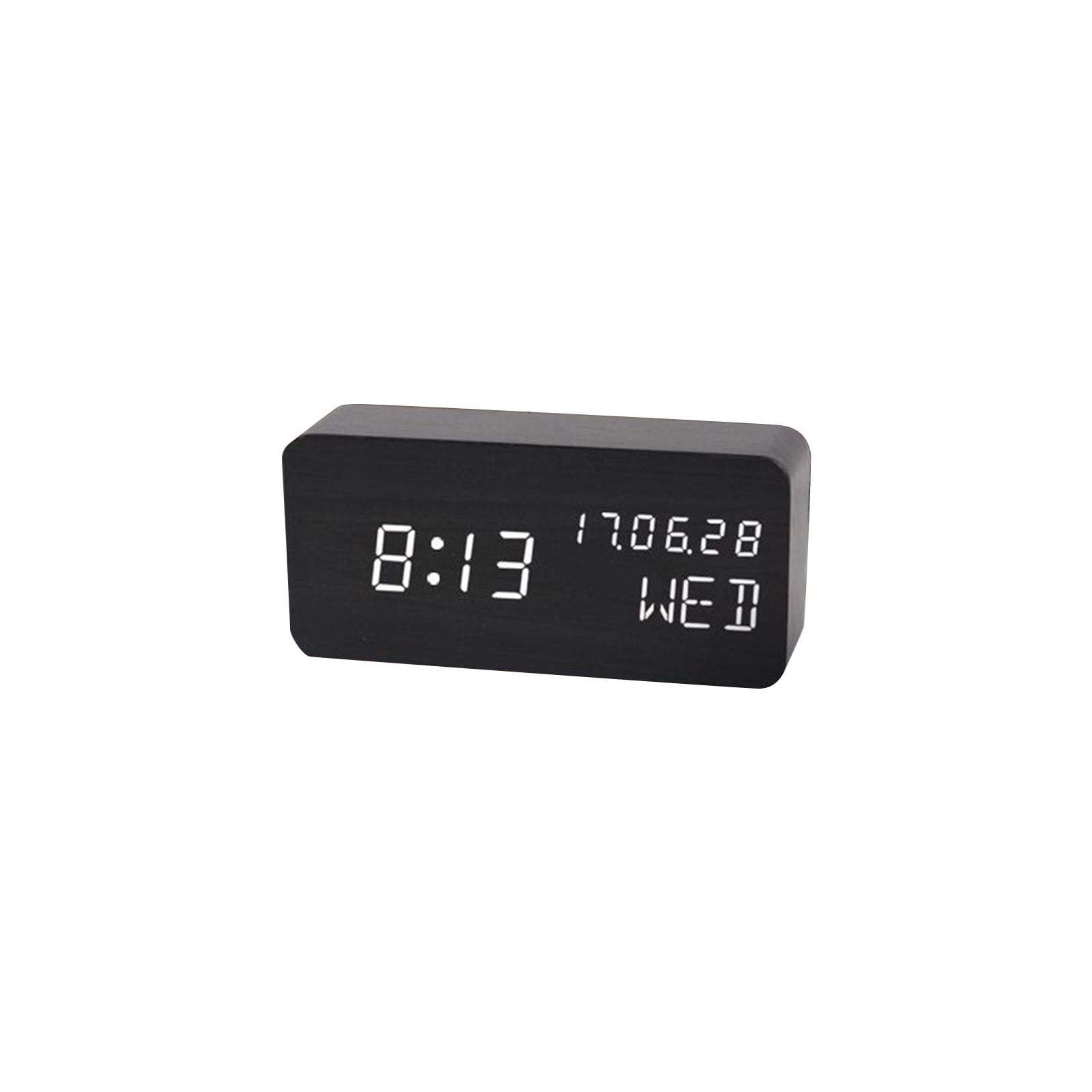 Eco-Friendly LED Alarm Clock Voice Control, with Wooden Electronic LED ...