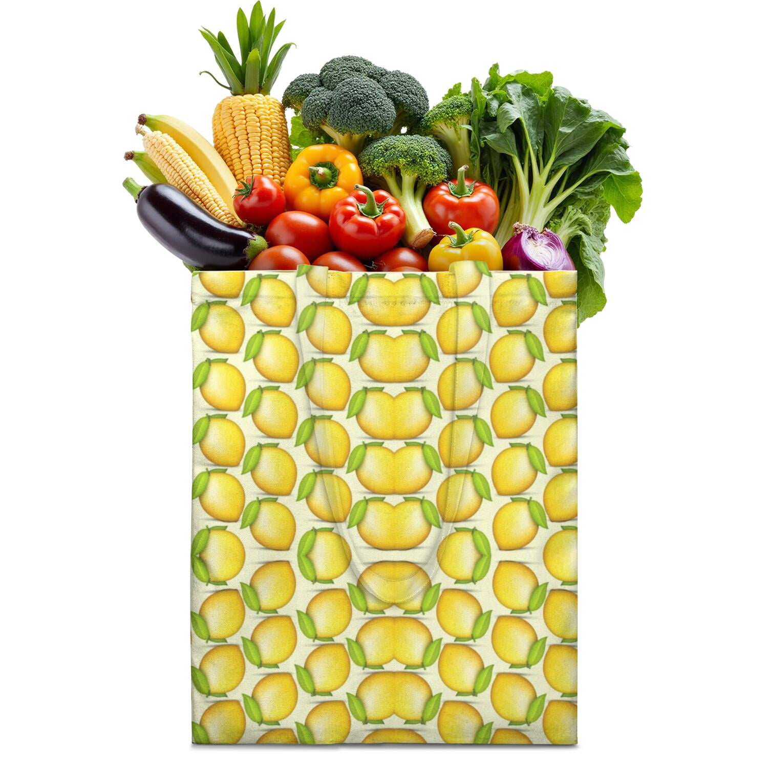 Eco-Friendly Lemon Print Foldable Tote - Machine Washable for Easy Maintenance - Walmart.com