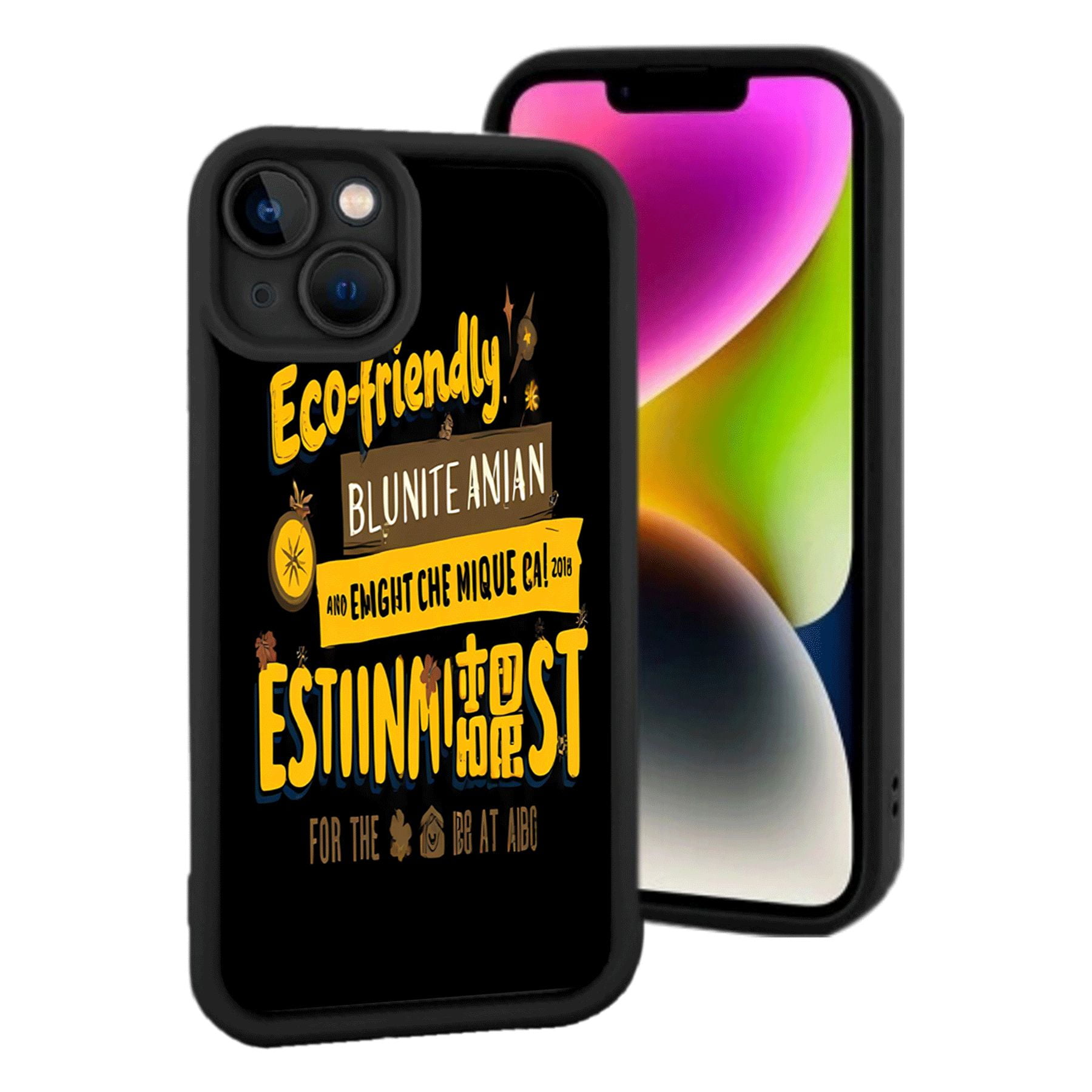 Eco - Friendly Lightweight iPhone 15 Case - Black Background with ...