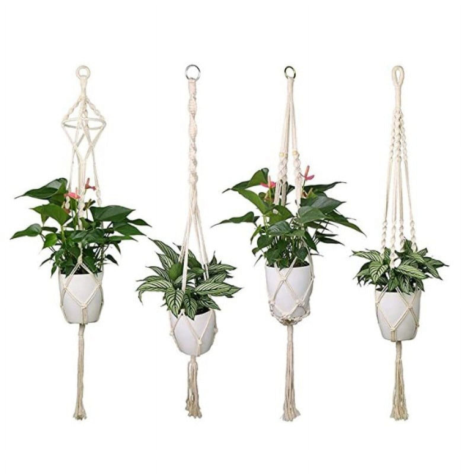 Eco-Friendly Macrame Plant Hangers, 4-Piece Set With Key Rings, Indoor ...