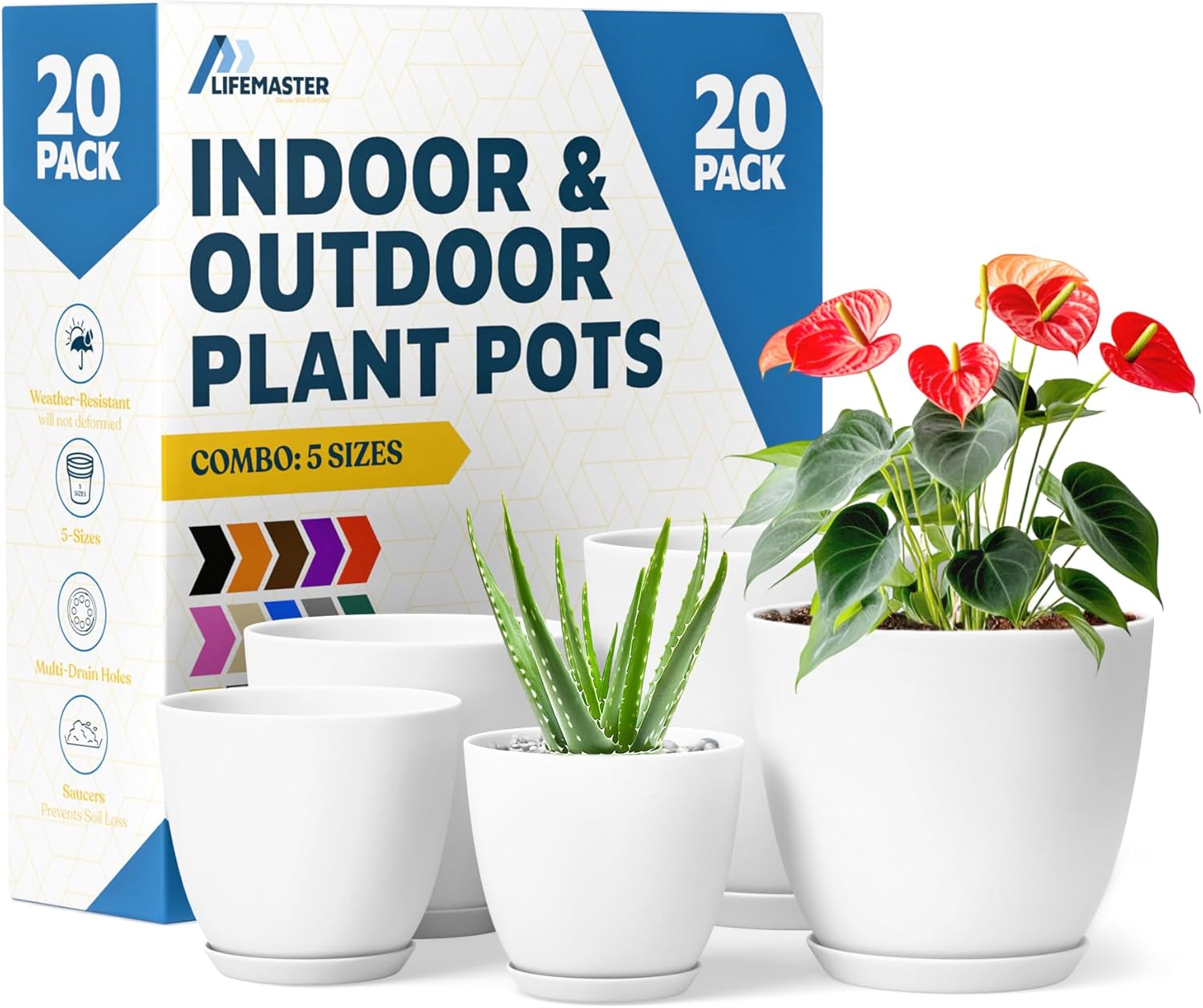 Eco Friendly Plant Pot Set -20-Pack Home Decor Flower Indoor and ...