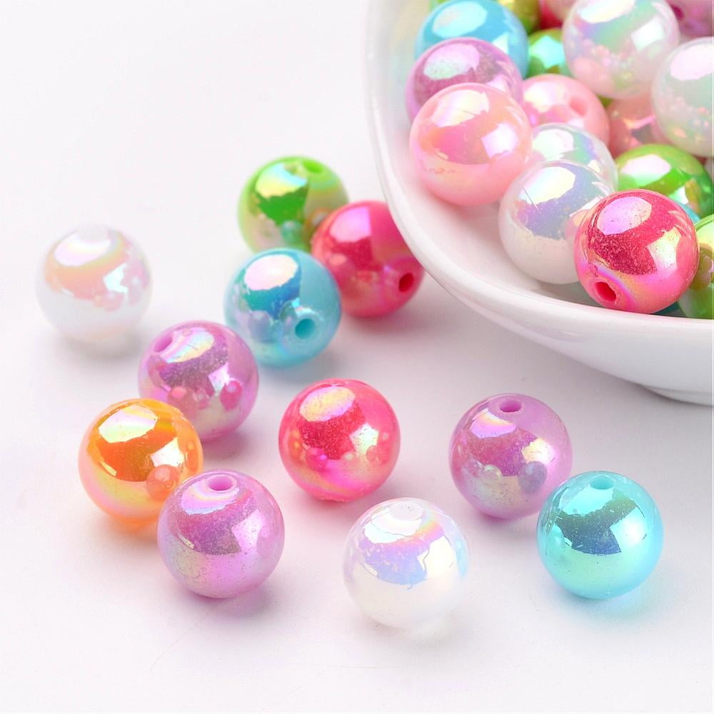 Eco-Friendly Poly Styrene Acrylic Beads AB color Plated Round Mixed ...