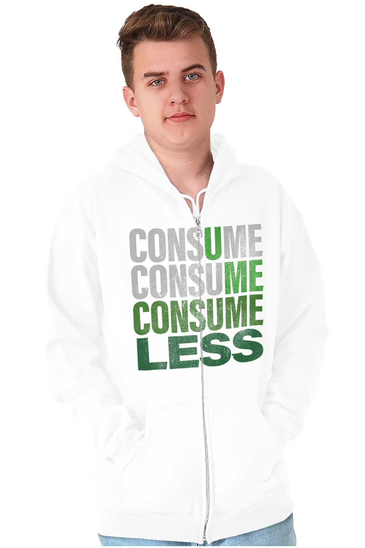 U Me Consume Less Waste Earth Day Unisex Plus Size Zip Hoodie Brisco ...