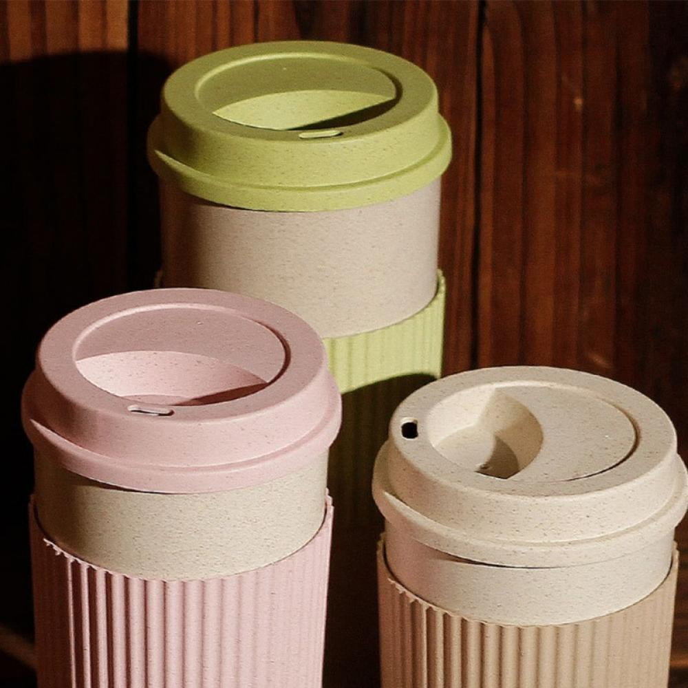 Eco Friendly Reusable Coffee Cup with Lid, Sustainable Wheat Fiber BPA ...
