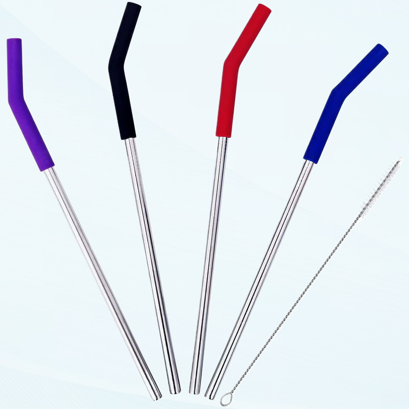 Eco Friendly Reusable Metal Straws with Silicone Tips, 4 Pack 10" Ultra ...