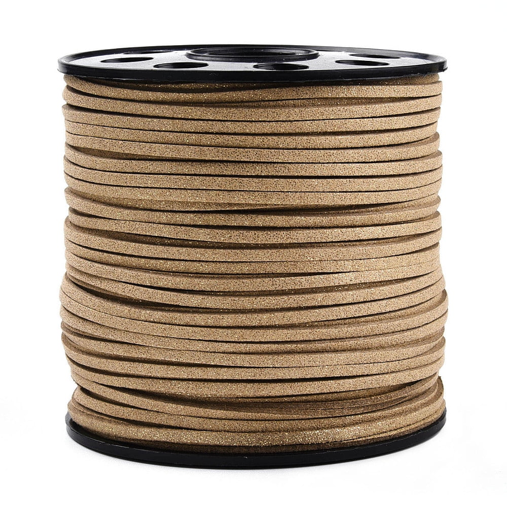 Eco-Friendly Suede Cord Suede Lace with Glitter Powder Tan 2.7x1.4mm ...