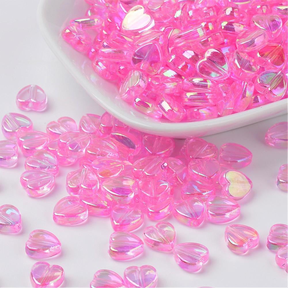 Eco-Friendly Transparent Acrylic Pink AB Color Beads Heart about 8mm in ...
