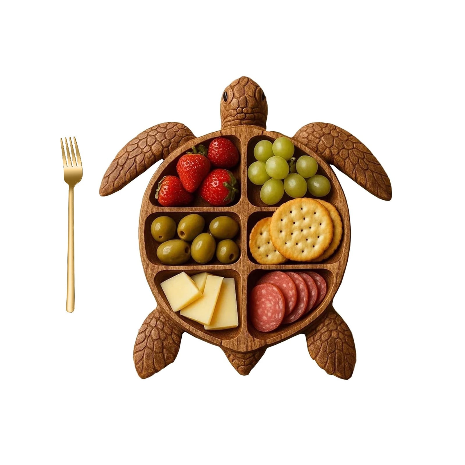 Eco-Friendly Turtle Shaped Wooden Serving Platter for Snacks, Fruits ...