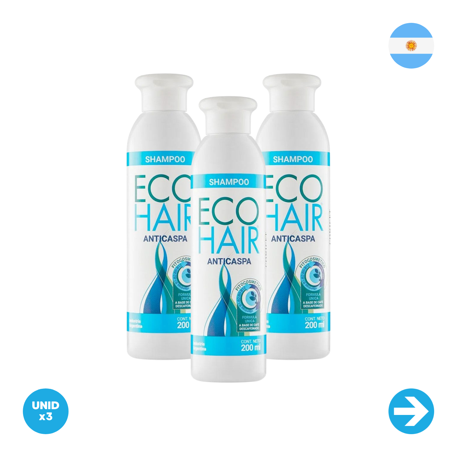 Eco Hair - Anti Dandruff Shampoo - 200ml x3 Units - Walmart.com