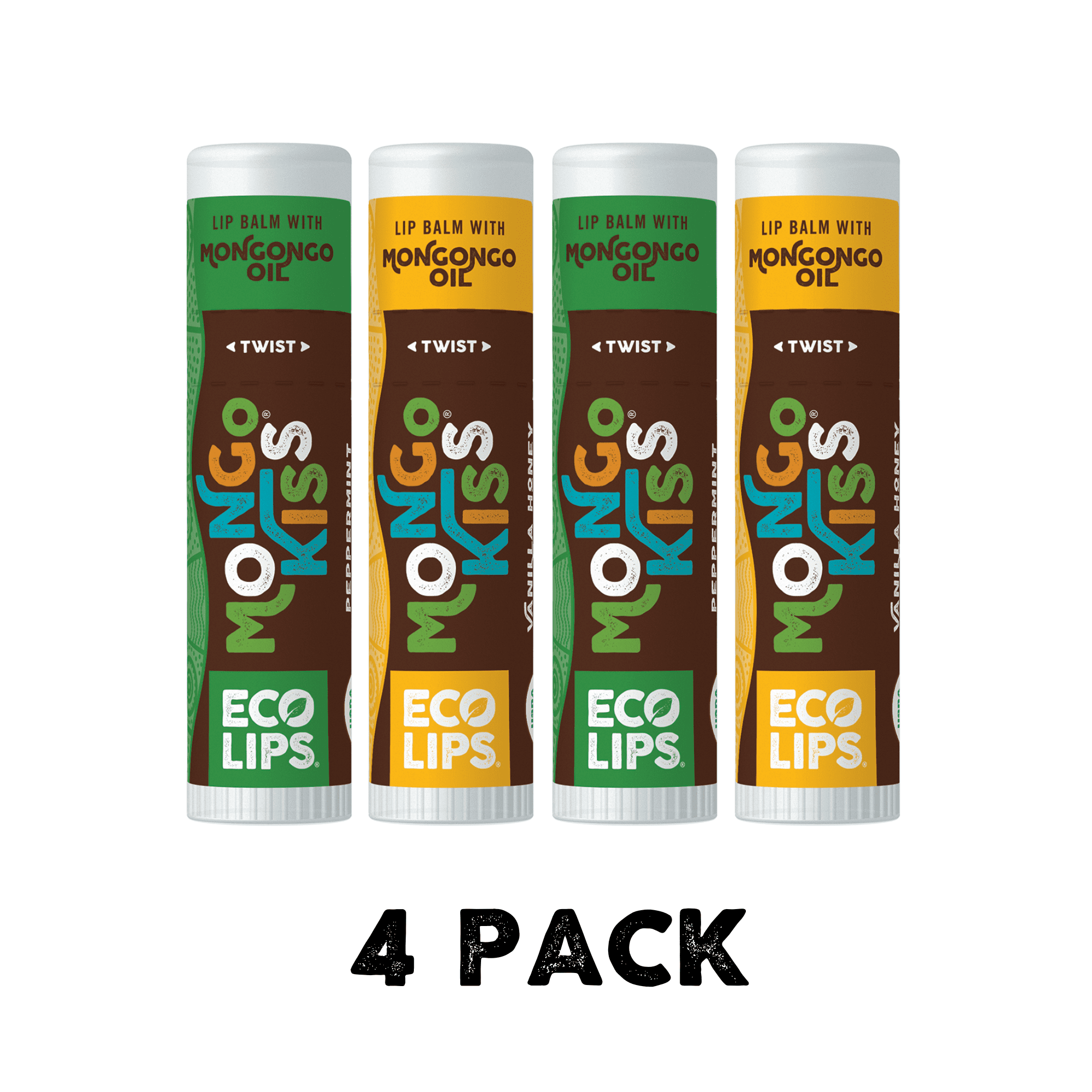 Eco Lips Mongo Kiss Peppermint and Vanilla Honey Organic Lip Balm, 4 ...