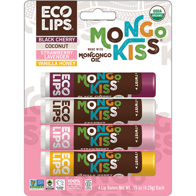 Eco Lips Organic Mongo Kiss Lip Balm 4-pack Variety (0.15 oz. Each ...