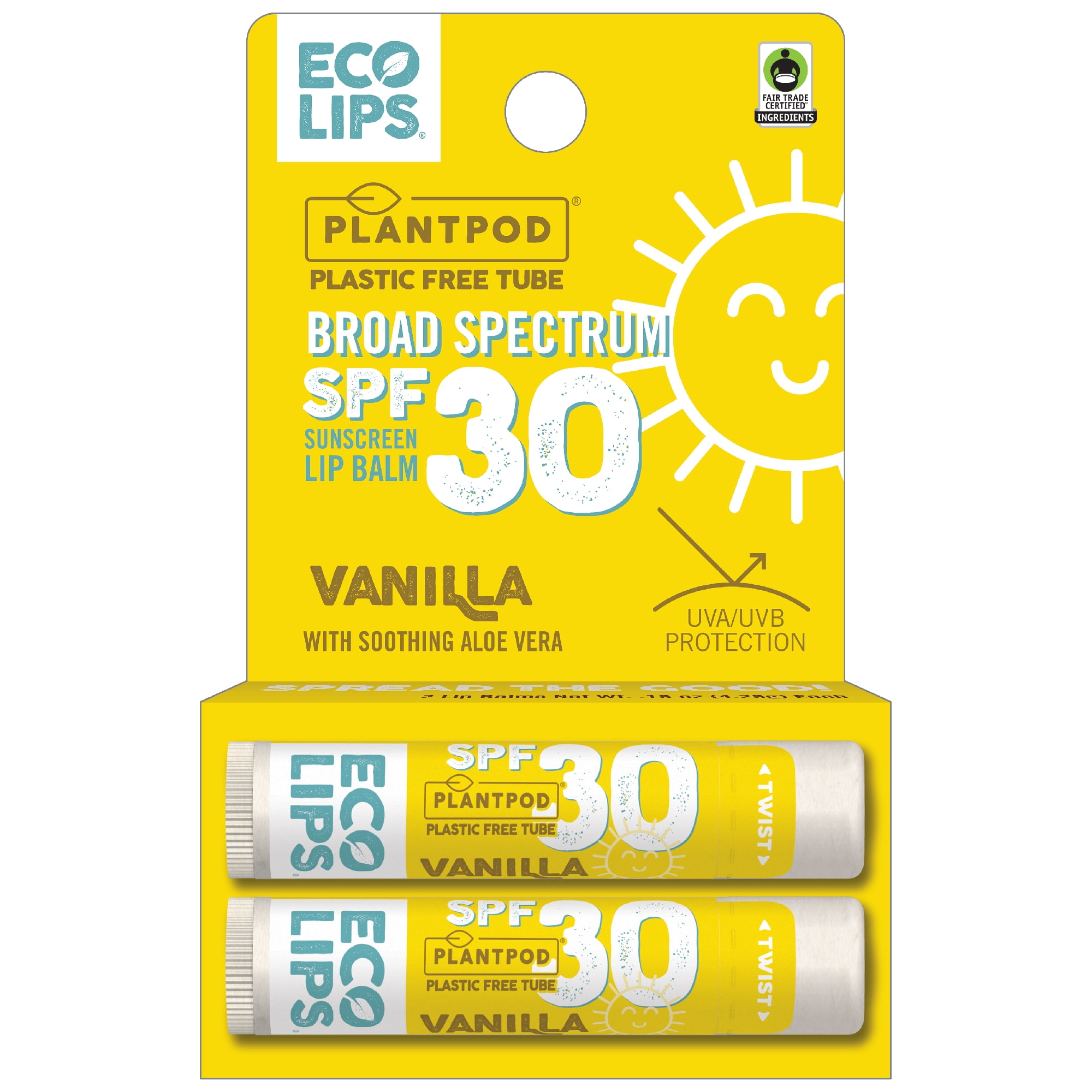 Eco Lips SPF 30 Broad Spectrum Vanilla Sunscreen Lip Balm 2 pack ...