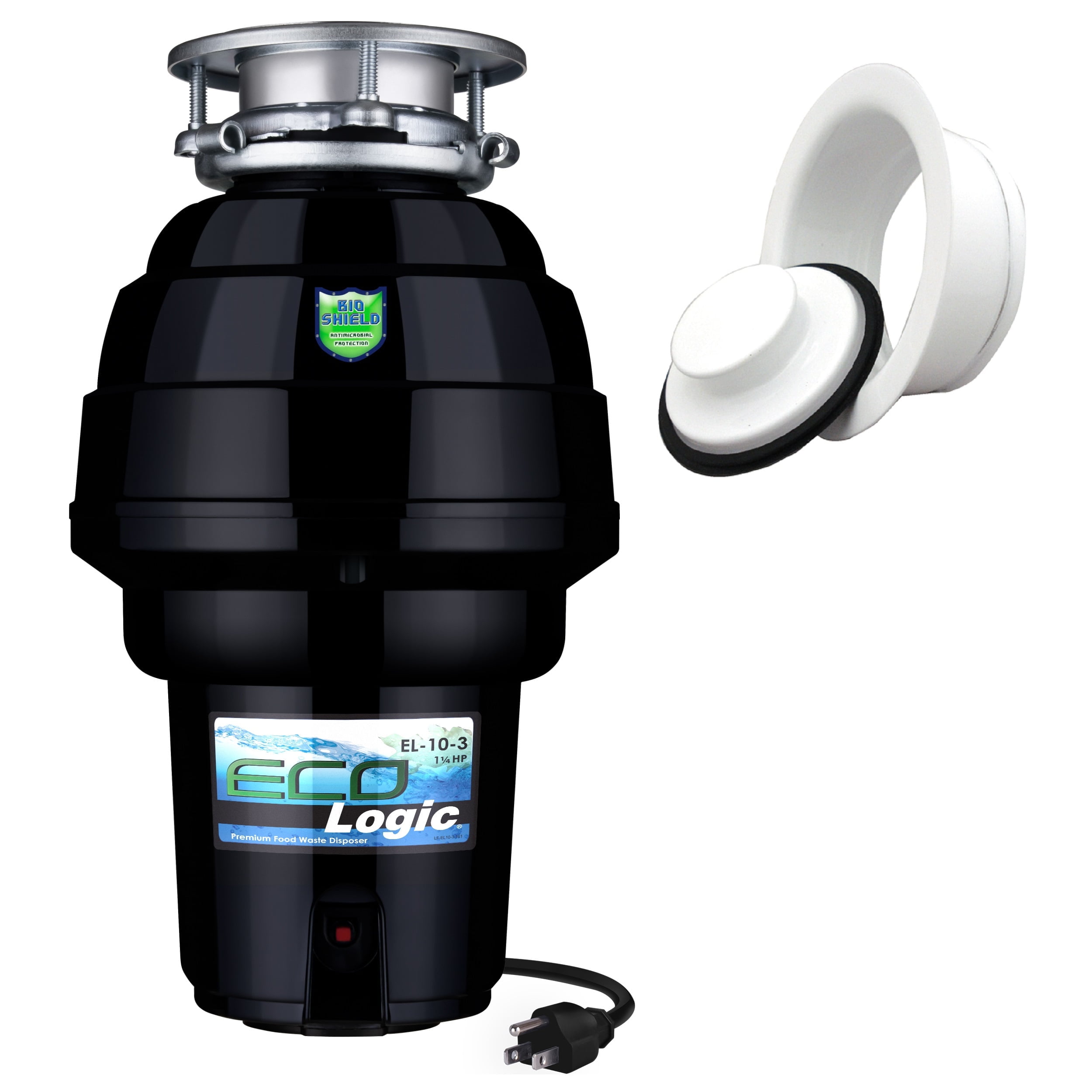 Eco Logic 1-1/4 HP Garbage Disposal, Includes White Sink Flange 10-US ...