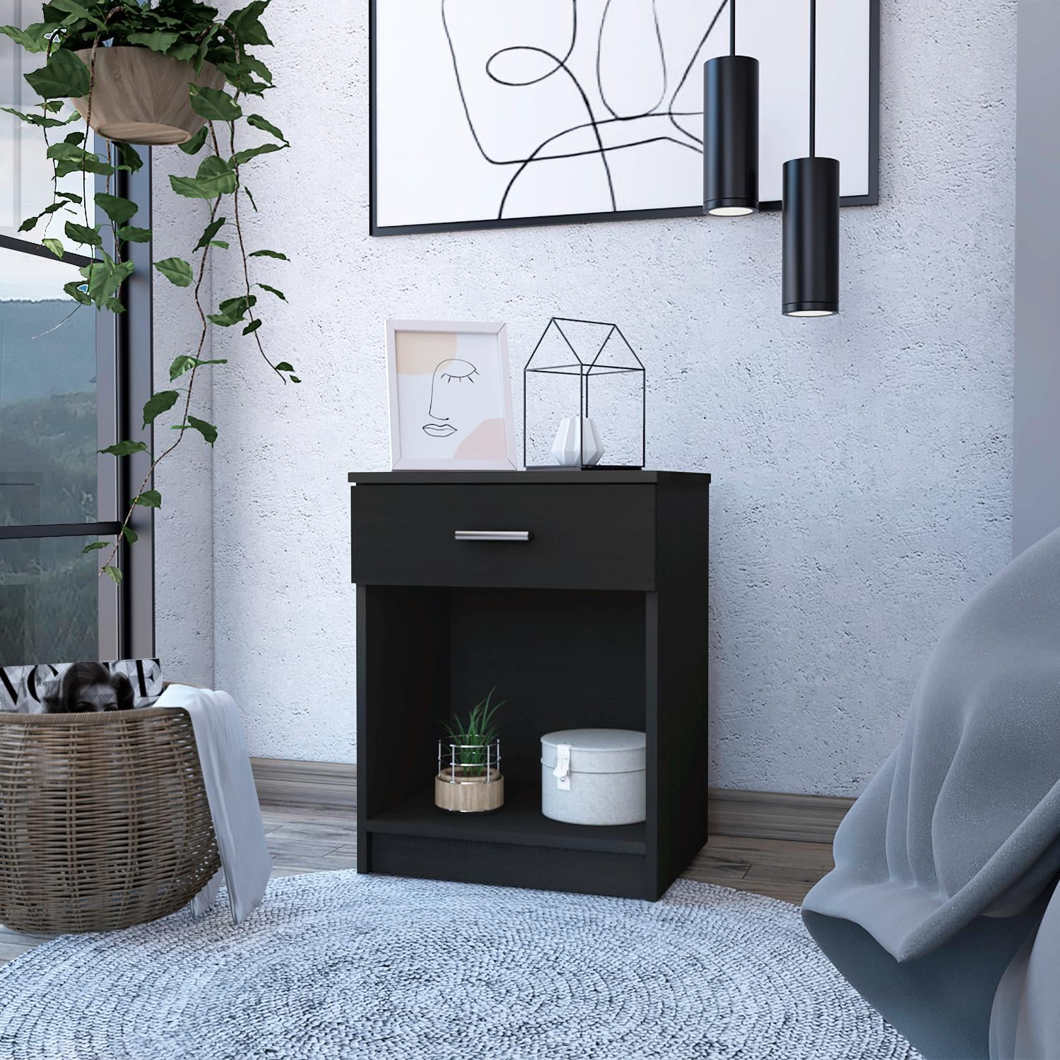 Eco Nightstand, Superior Top, One Drawer, Lower Shelf Black - Walmart.com