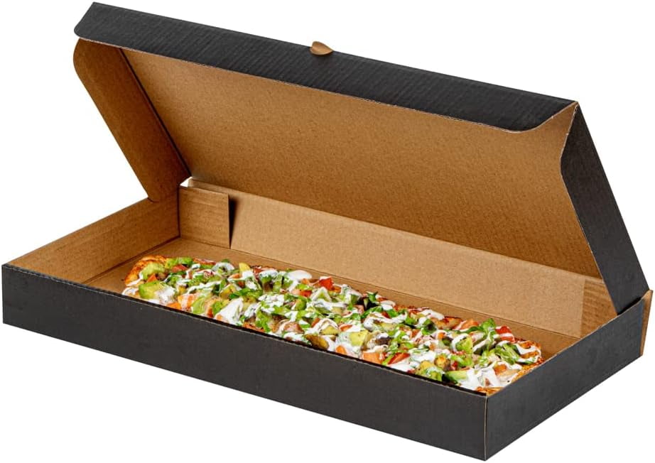 Eco Pie 14 x 7 x 1.5 Inch Flatbread Takeaway Boxes 50 Sturdy Corrugated ...