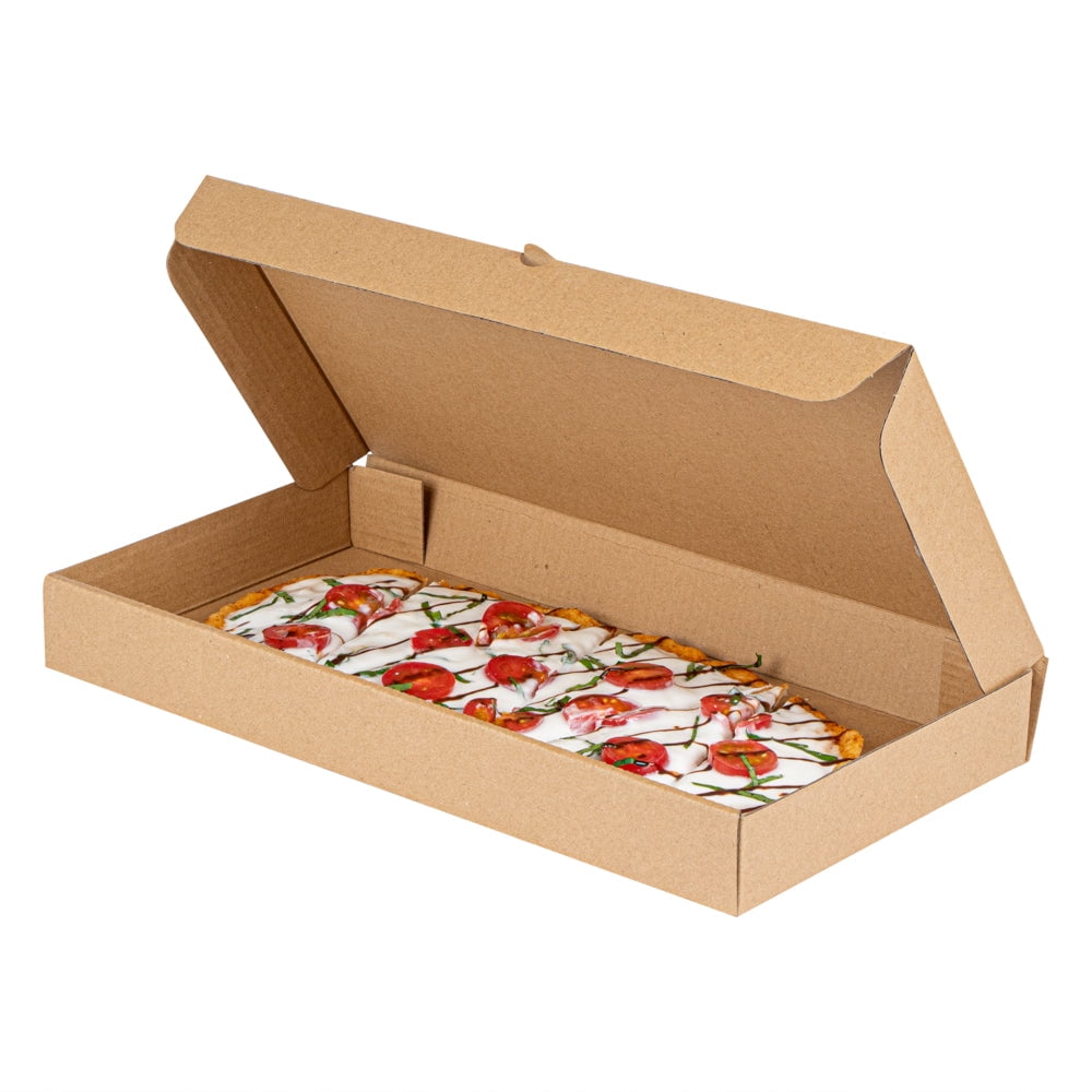 Eco Pie Kraft Paper Corrugated Flatbread Box - 14" x 7" x 1 1/2" - 50 ...