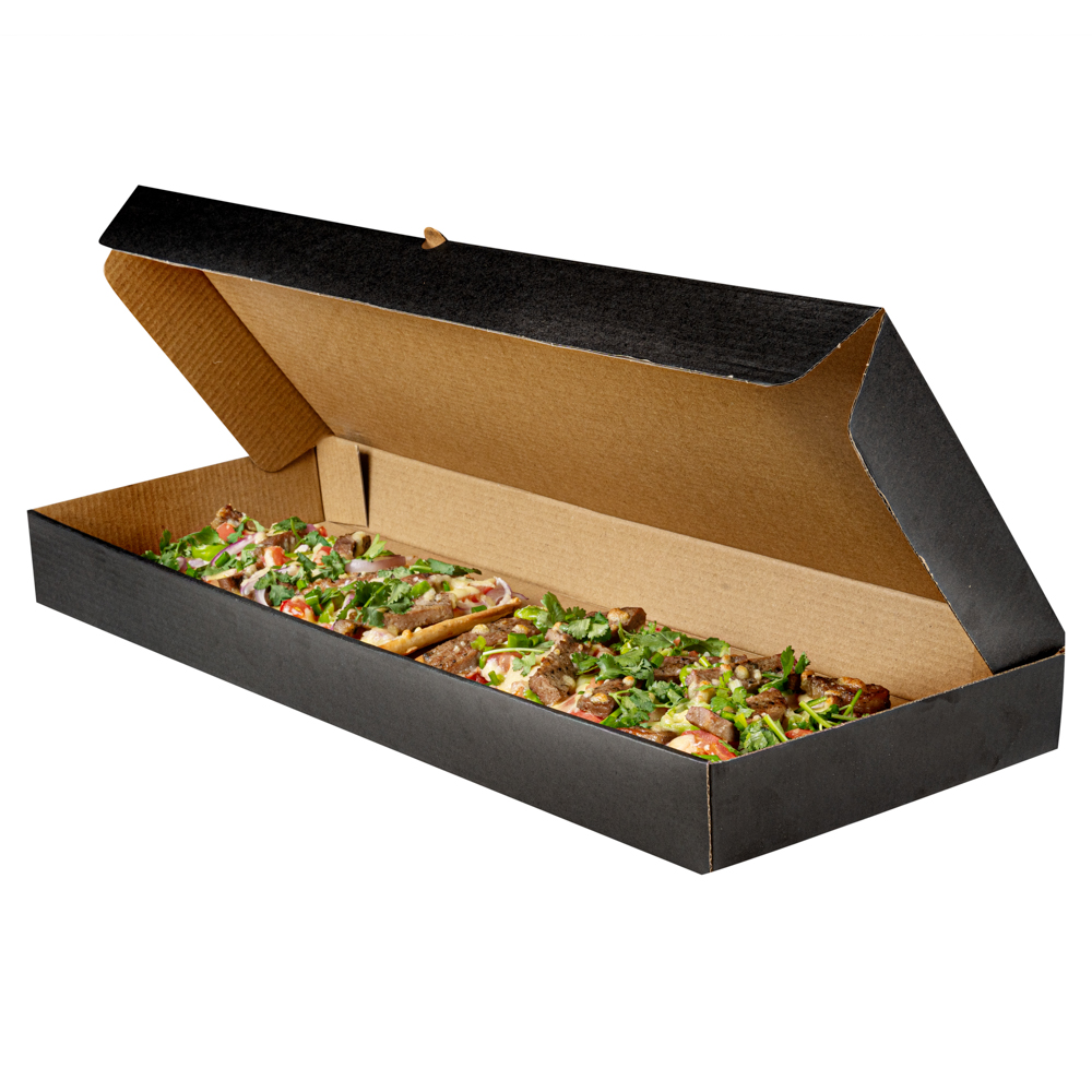 Eco Pie Kraft and Black Paper Corrugated Flatbread Box - 24" x 12" x 2 ...
