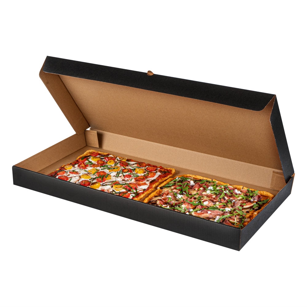 Eco Pie Kraft and Black Paper Corrugated Flatbread Box - 24" x 8" x 2 ...