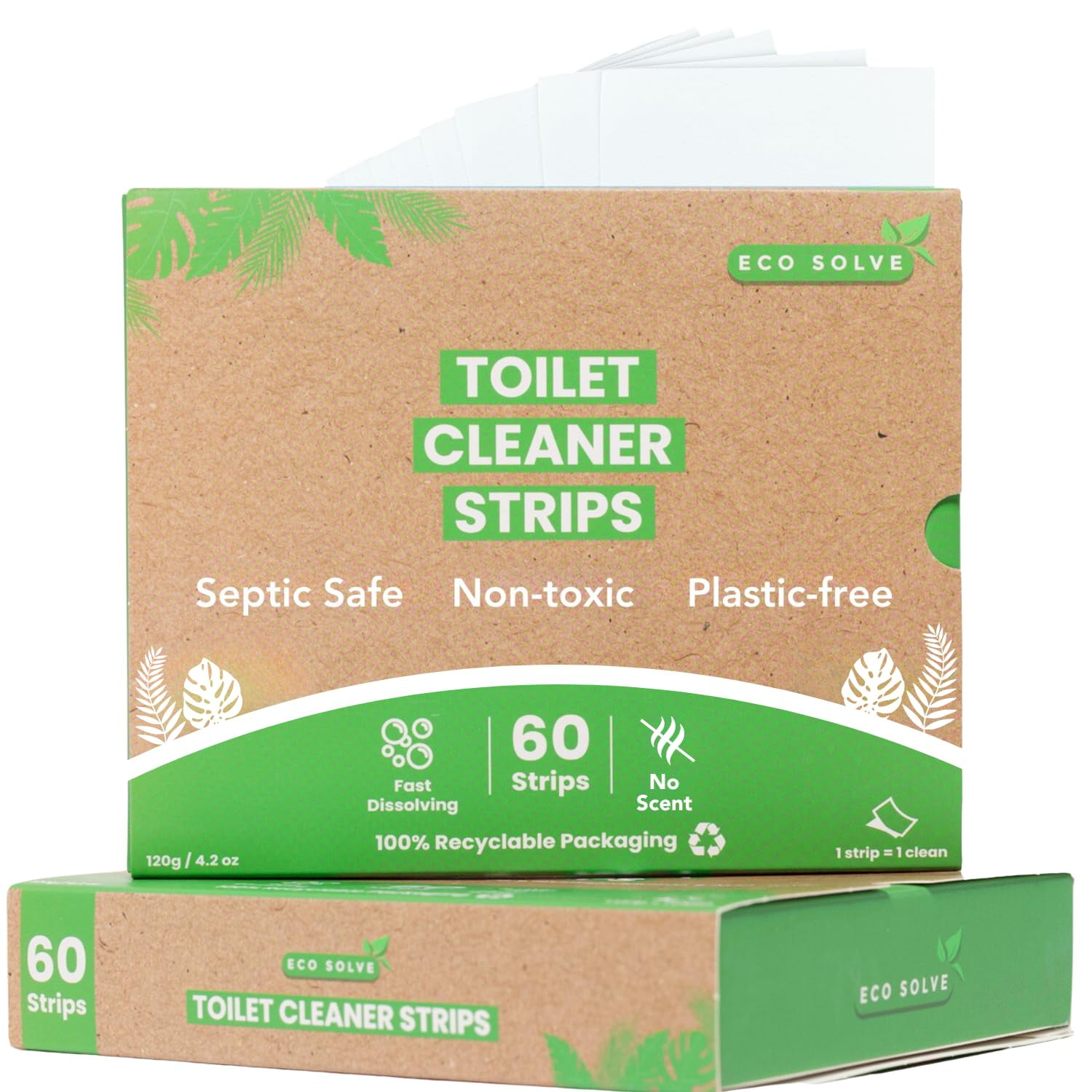 Eco Solve Toilet Bowl Cleaner Strips 60 Count, Unscented Eco-friendly ...