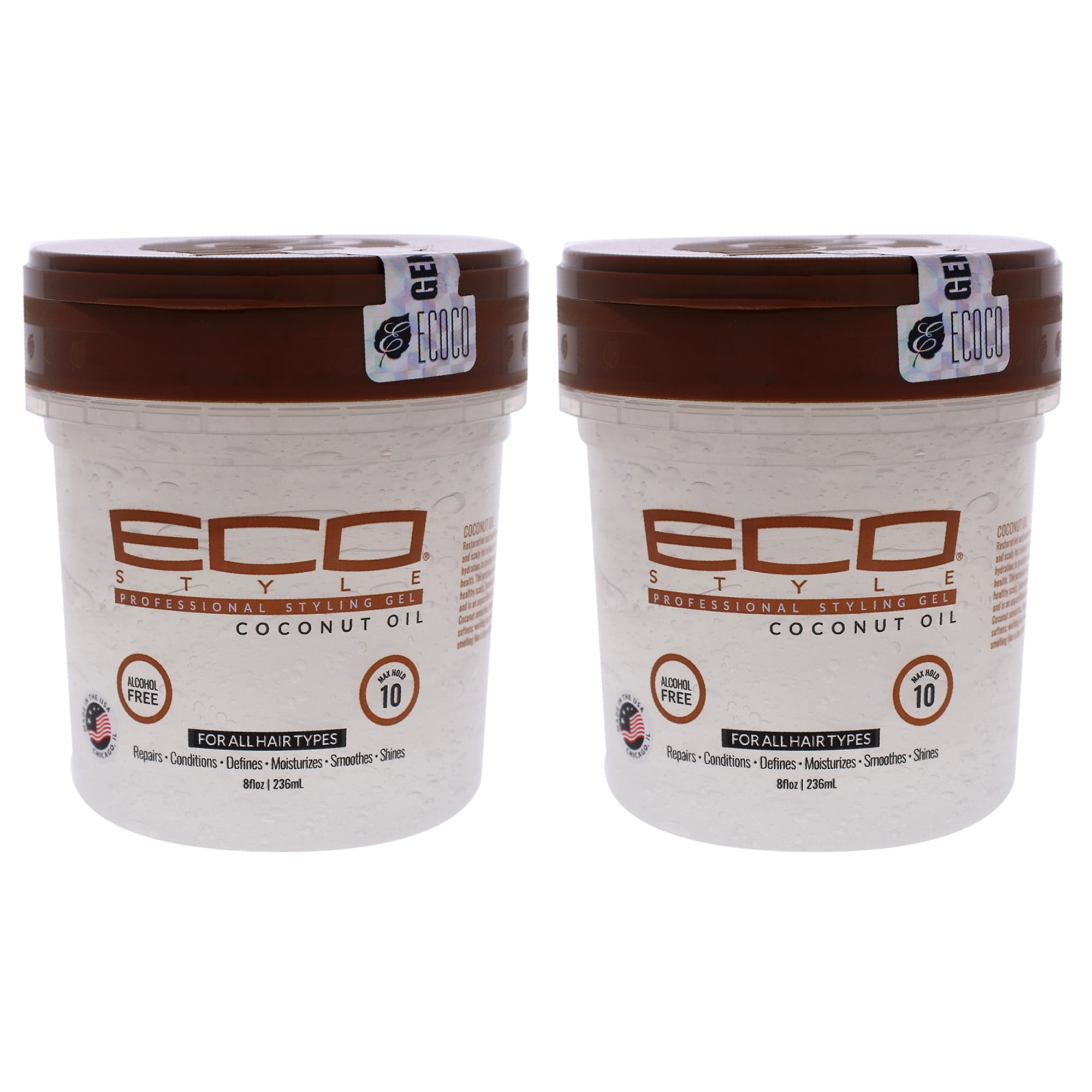 Eco Style Max Hold Coconut Oil Hair Styling Gel by Ecoco - 8 oz, Long ...