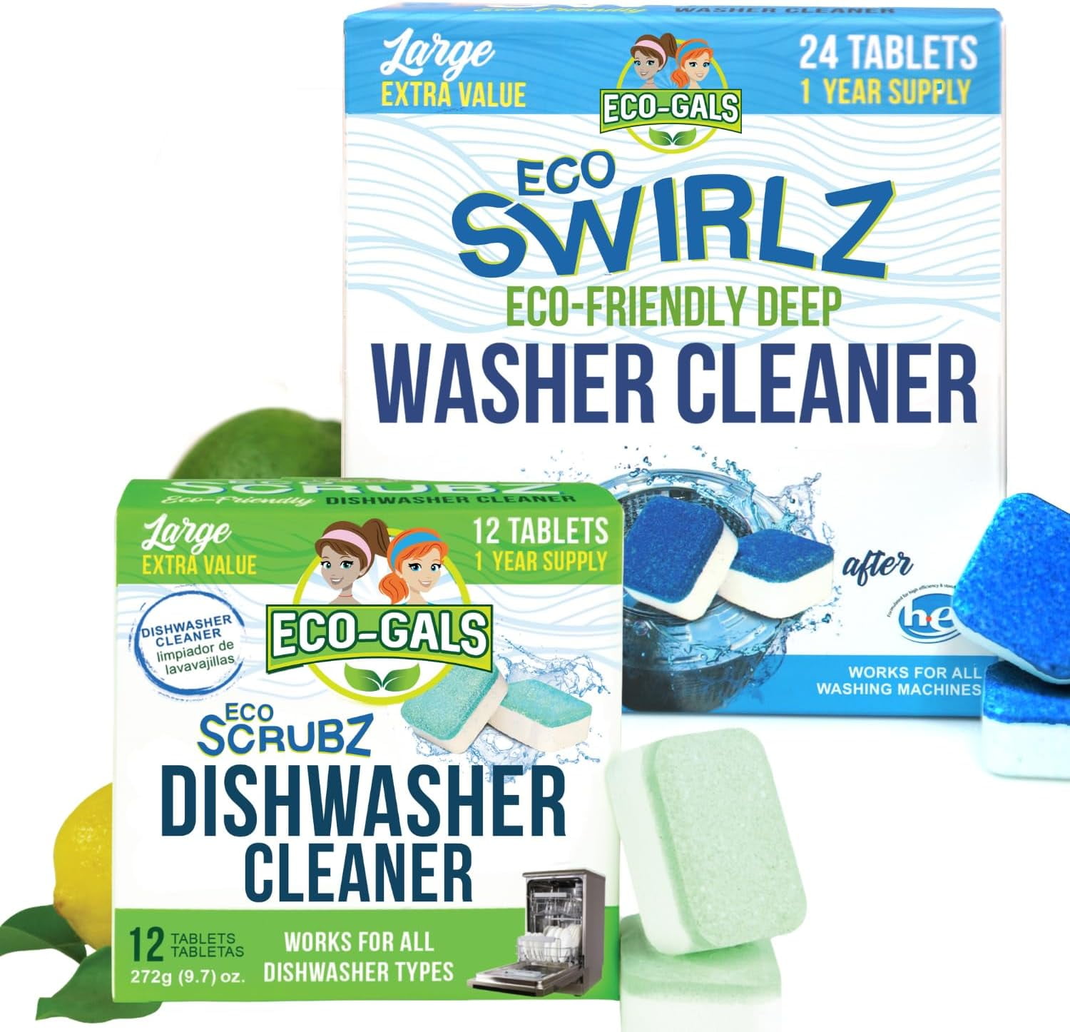 Eco Swirlz Washing Machine Cleaner with Bonus Eco Scrubz Dishwasher ...