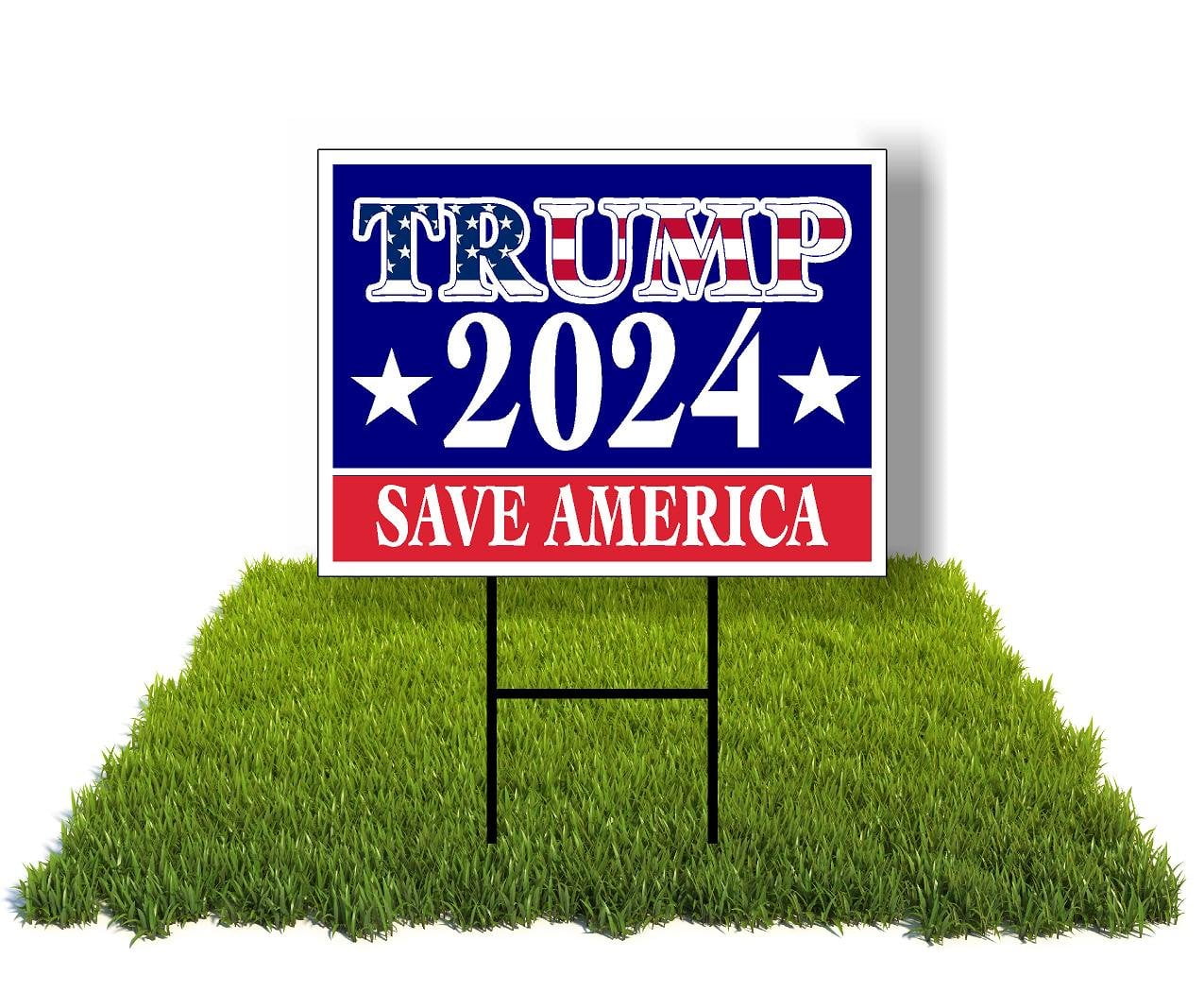 Eco TRUMP 2024 SAVE AMERICA Double Sided 12x16 Yard Sign w/Stand, Made ...