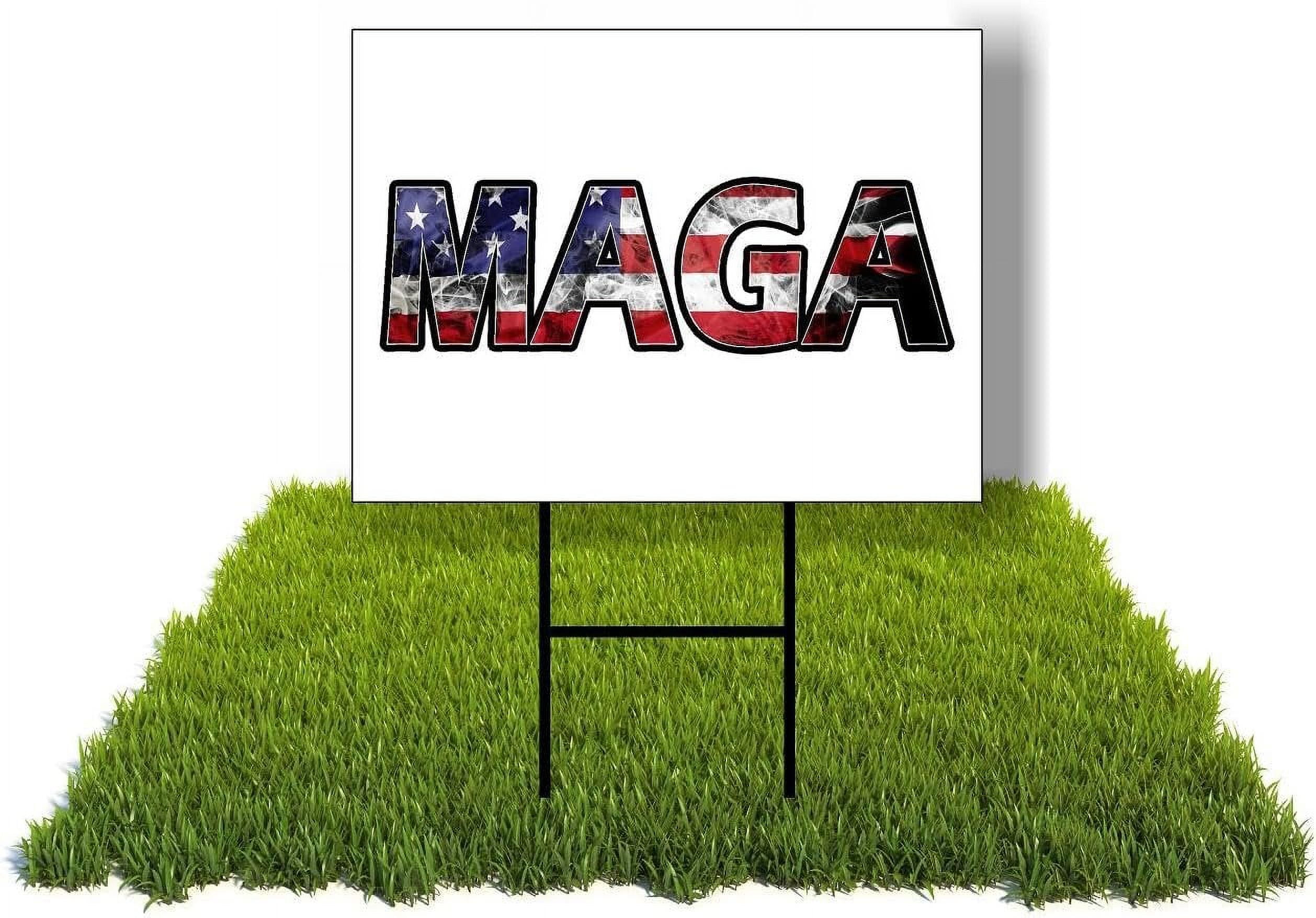 Eco TRUMP MAGA DISTRESSED FLAG 1 Double Sided 12x16 in Yard Road Sign w ...